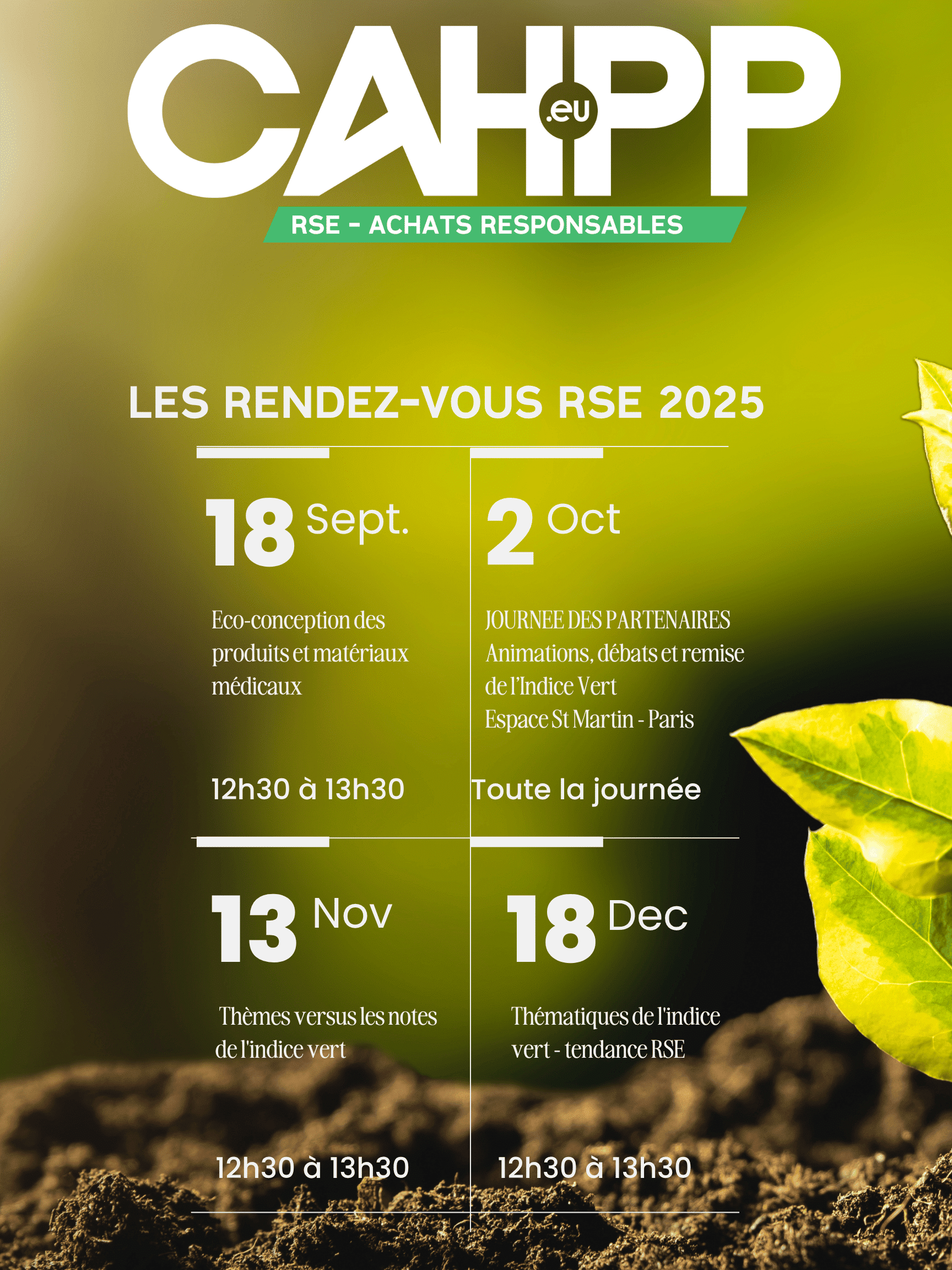 Planning et thématique des Rendez-vous RSE 2025, Restez éco-engagé(e)s – CAHPP